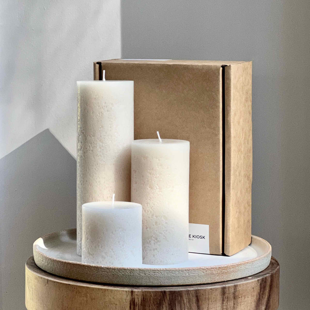 Sympathy Gift Set | Textured Pillar Candles by Candle Kiosk