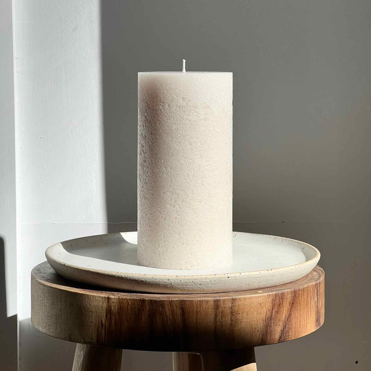 Tall Textured Pillar Candle in Ivory | Candle Kiosk